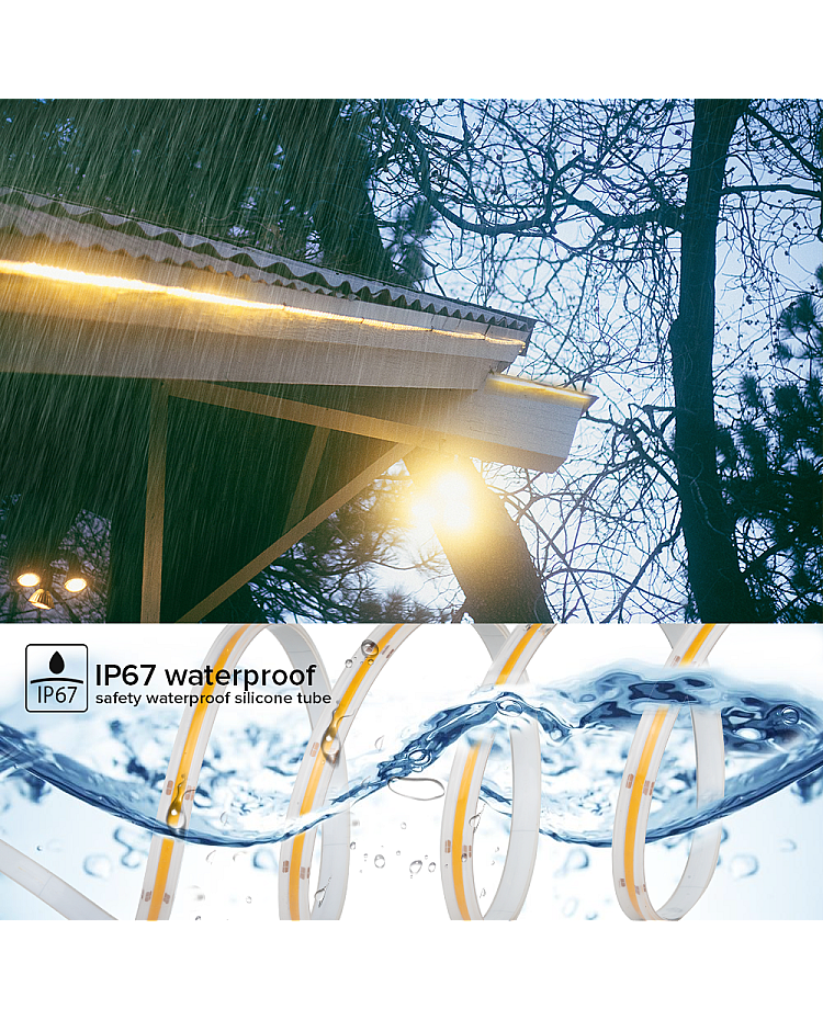 Outdoor LED Strip Lights IP67 Waterproof Seamless Dotless 16.4FT