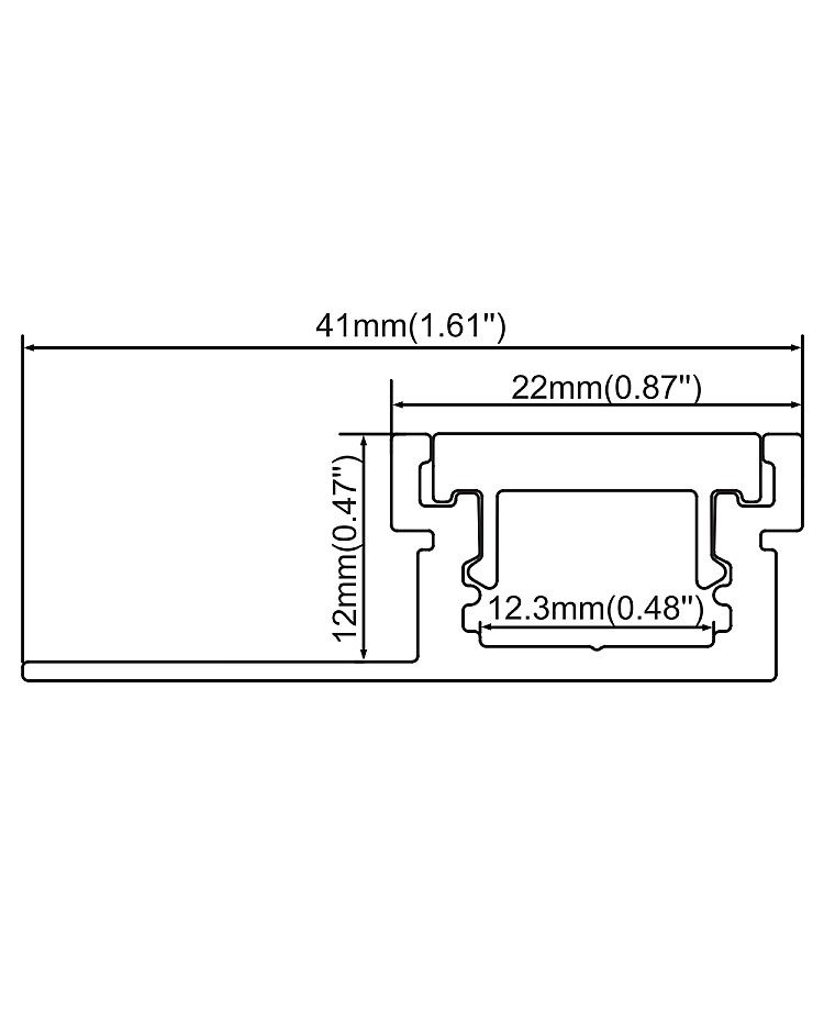 Flush Mounted LED Light Channels For 12MM Tiles